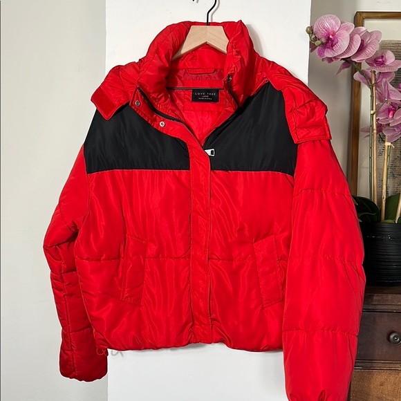 Love Tree | Jackets & Coats | Love Tree Red And Black Puffer Jacket ...